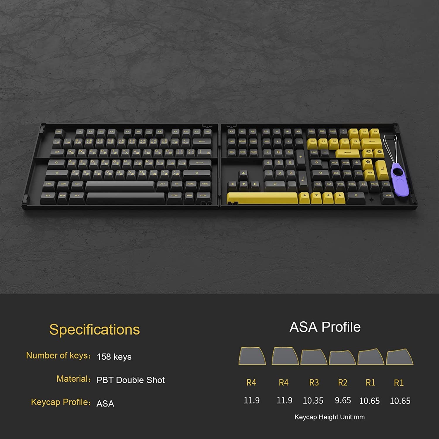 AKKO Keycap - ASA Profile - Black & Gold Hiragana